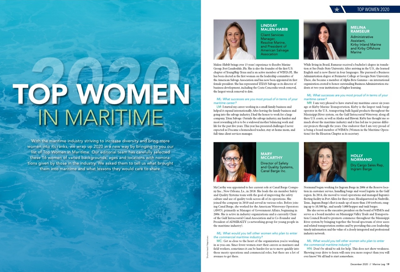Marine Log's Top Women in Maritime 2020 - DredgeWire : DredgeWire