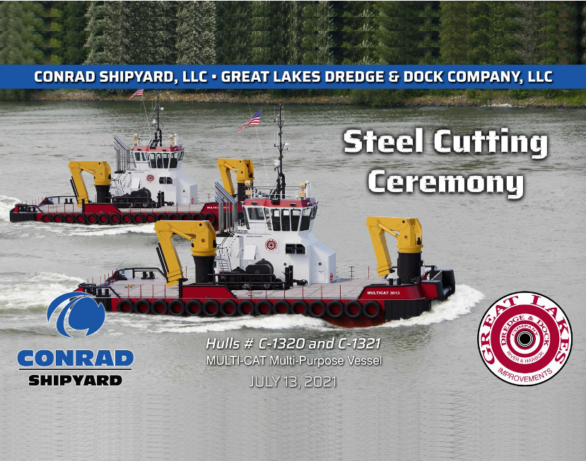 Conrad Shipyard Hosts GLDD for Multicat Steel Cutting Ceremony ...