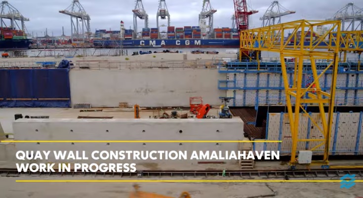 Quay wall construction Amaliahaven work in progress - DredgeWire ...