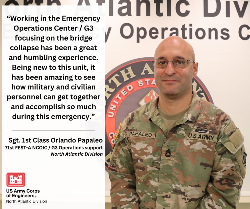 USACE NAD Team Working Around the Clock Supporting Baltimore Key Bridge ...