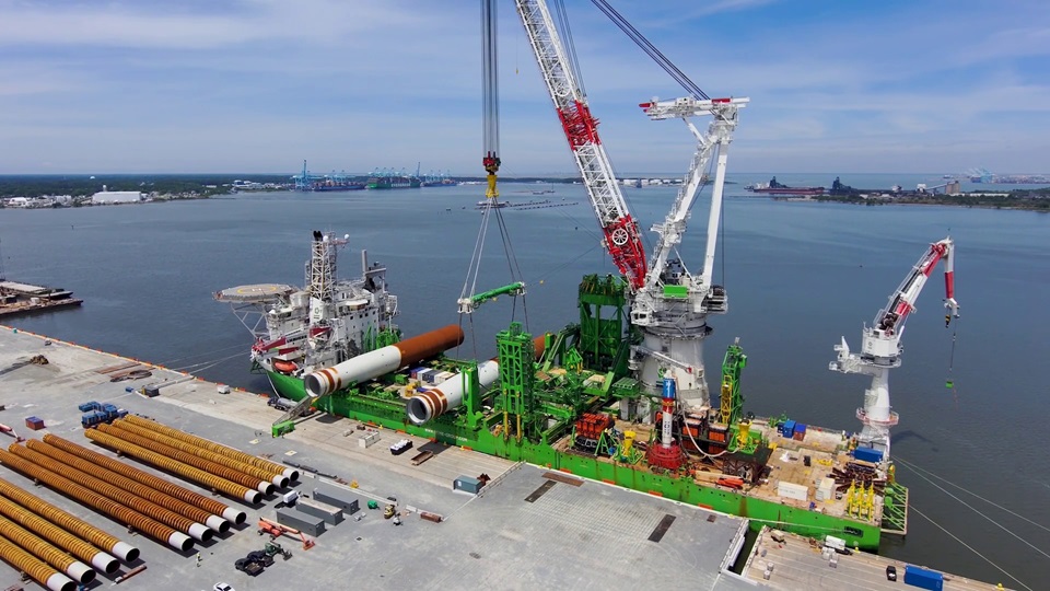 Heavy-lift vessel departs to install Dominion Energy offshore wind ...