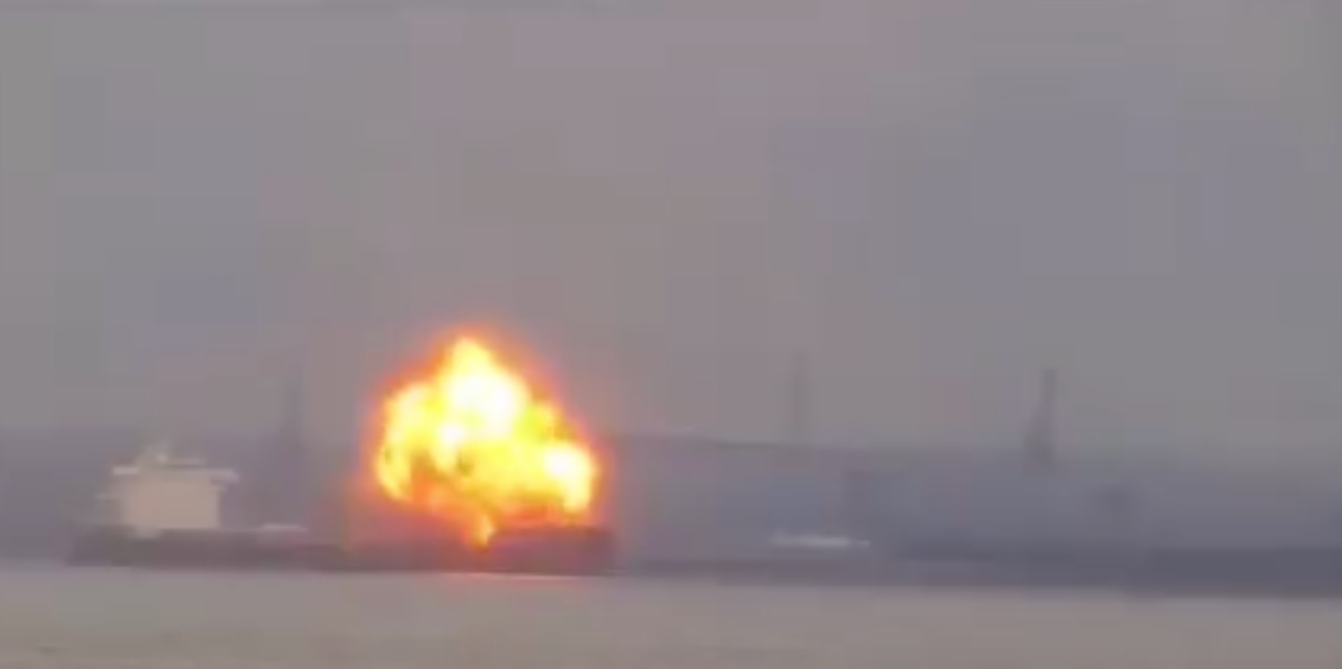 Ship explosion causes fire near site of Key Bridge collapse ...