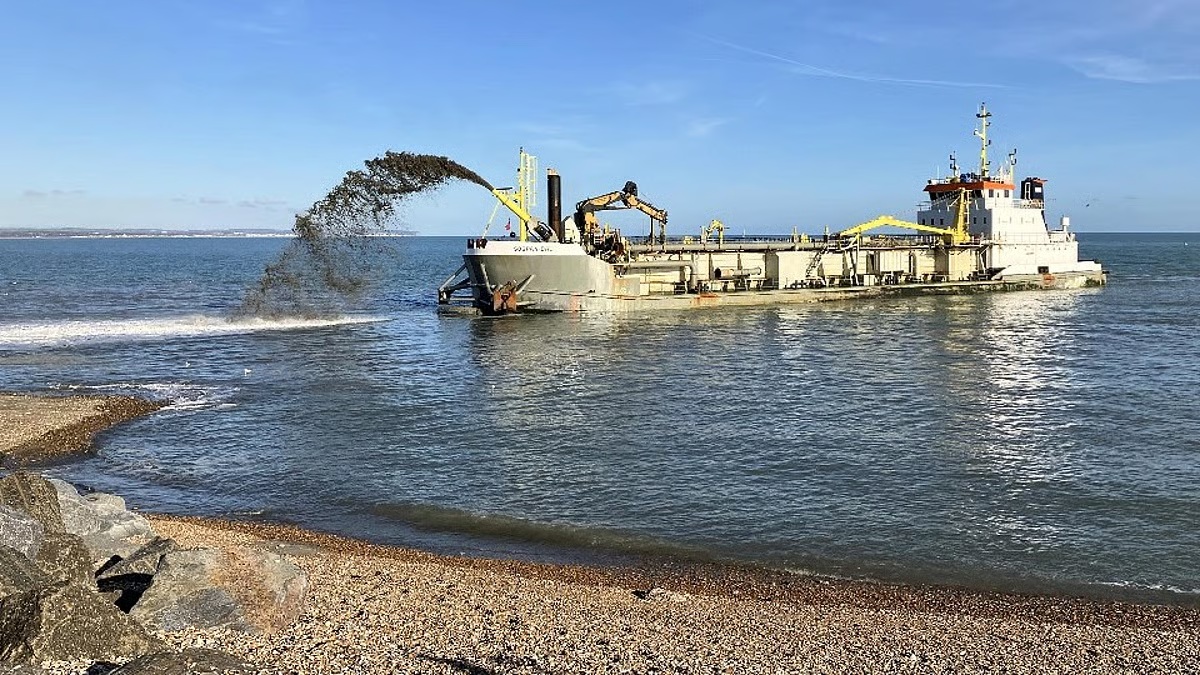 Dredger to begin £1m beach replenishment at Pevensey Bay in the UK ...